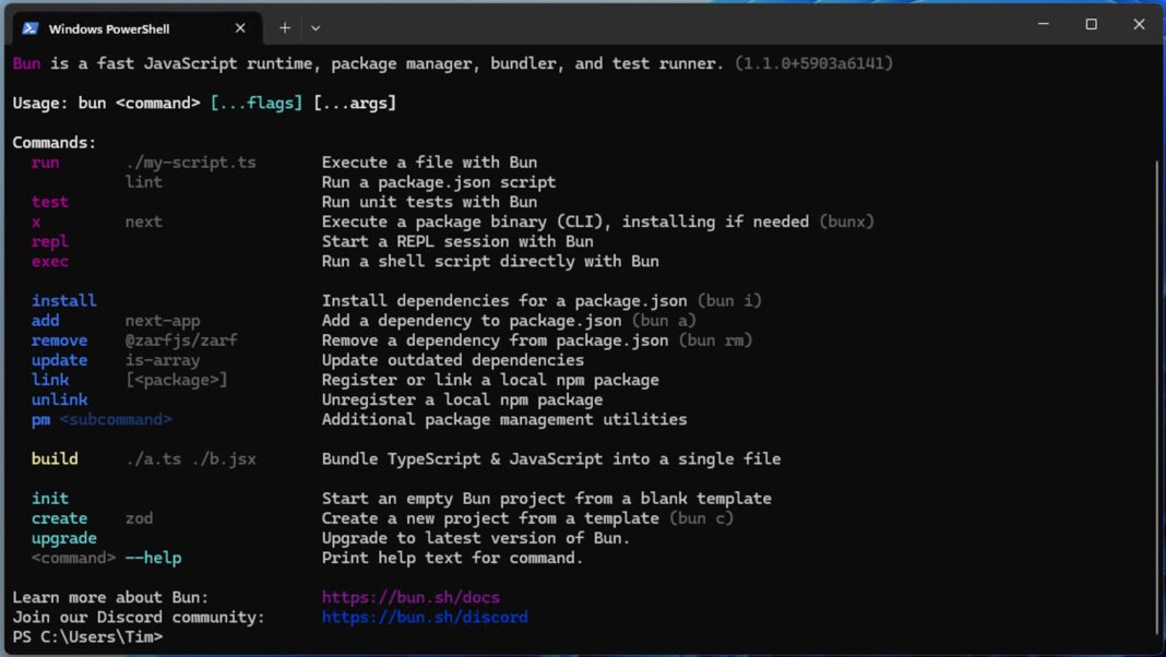Bun 1.1 released with Windows support, stable WebSocket client and more • DEVCLASS
